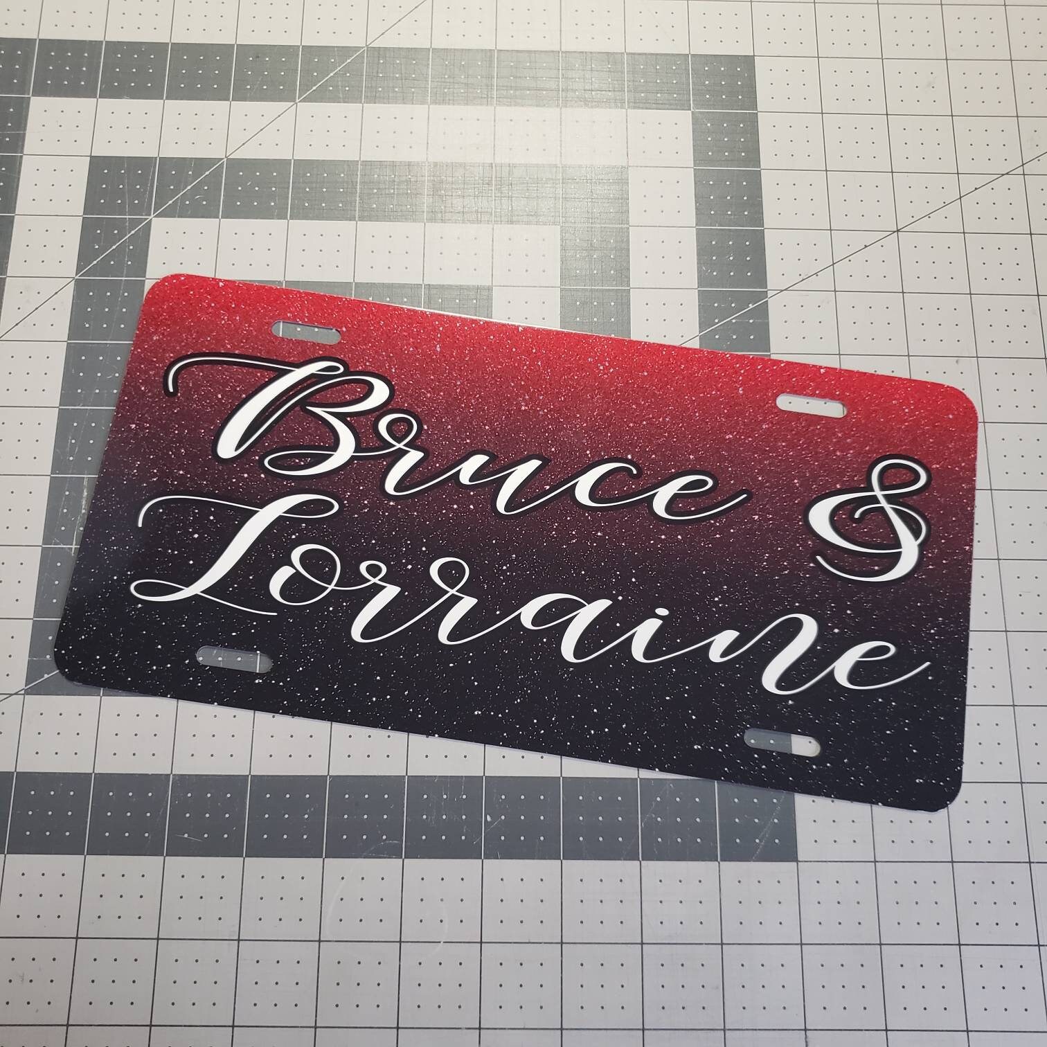 Red and Black Ombre Glitter (effect) Personalized License Plate ...