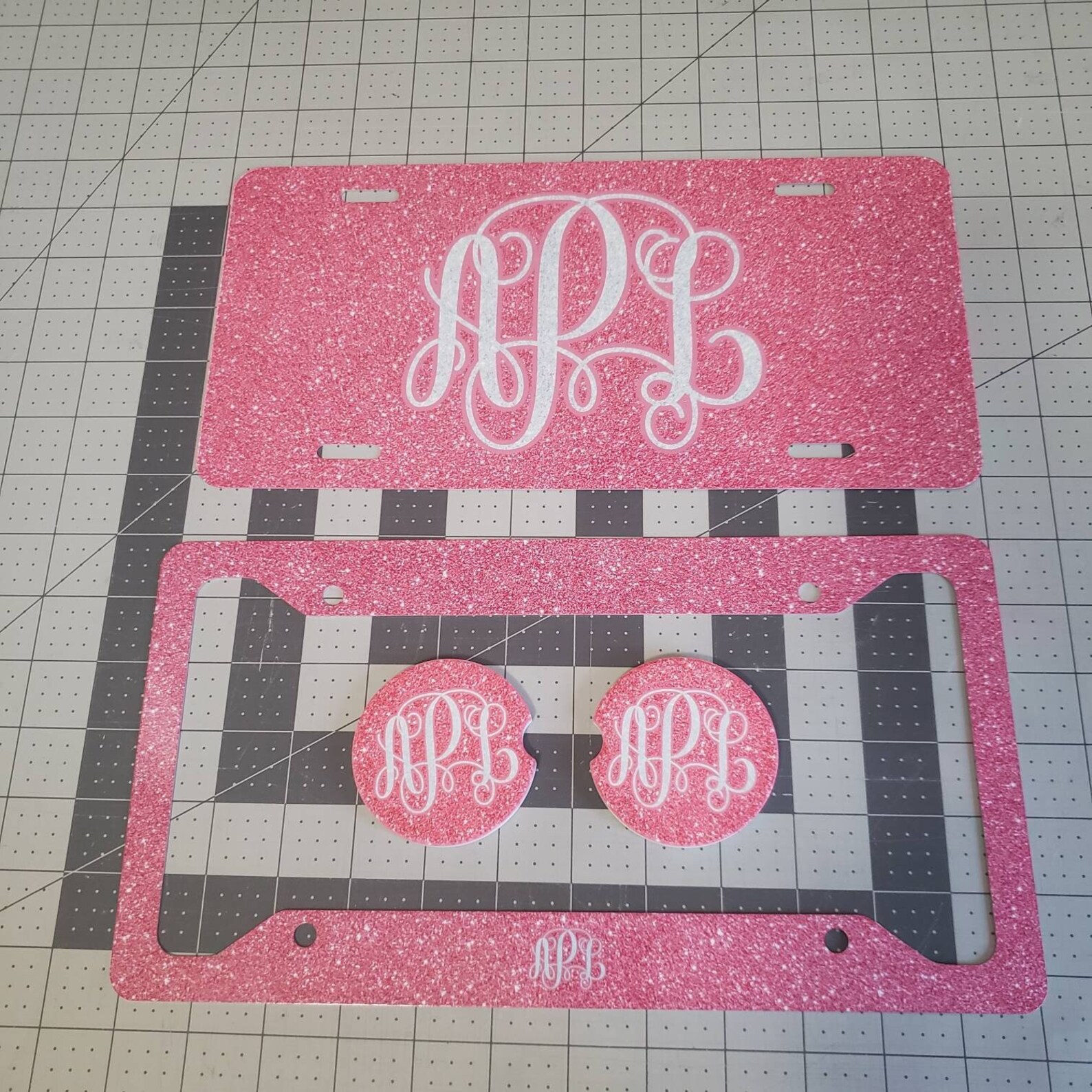 Pink Glitter effect Personalized License Plate and - Etsy