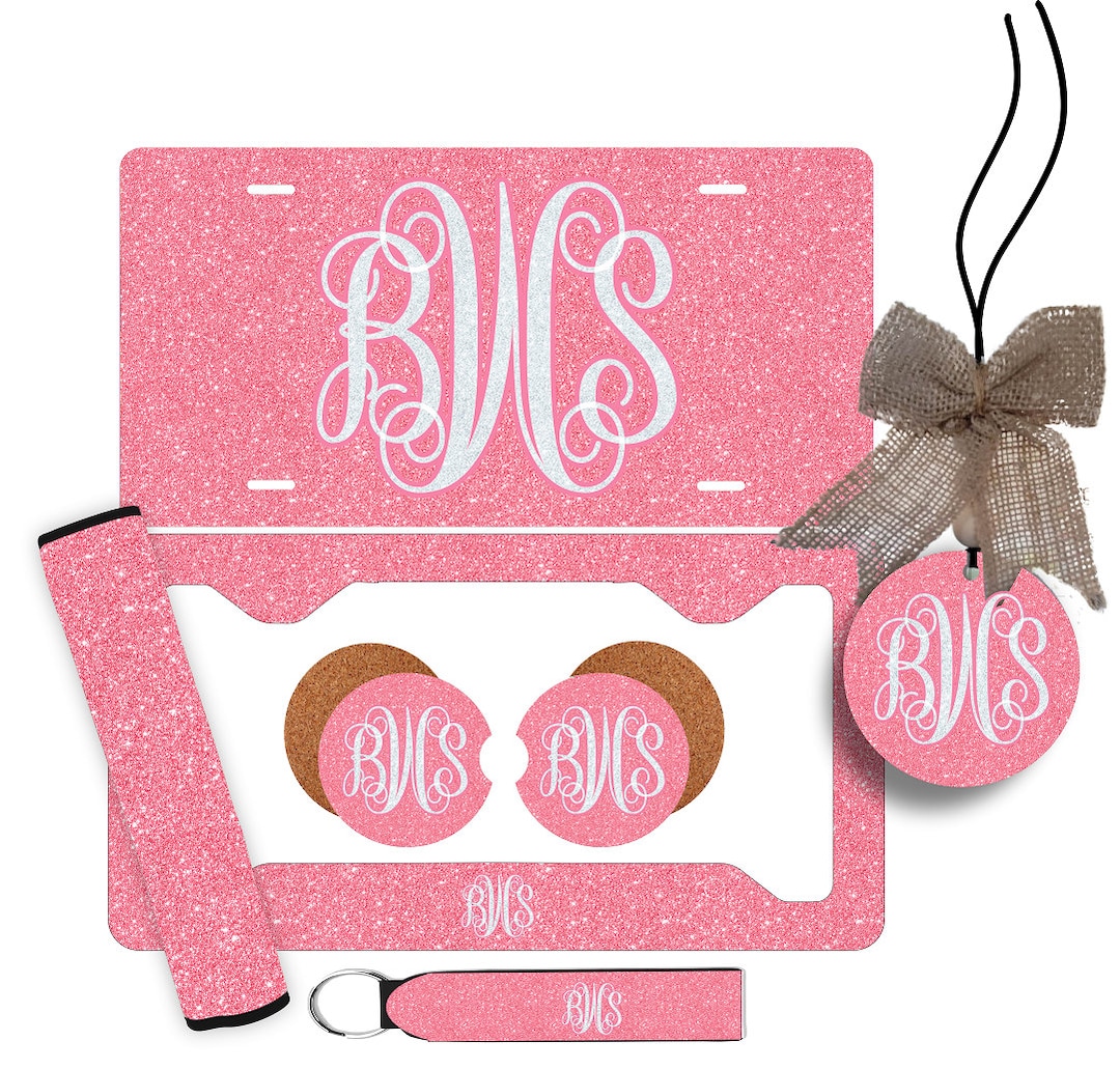 Pink Glitter (effect) Personalized License Plate and Accessories ...