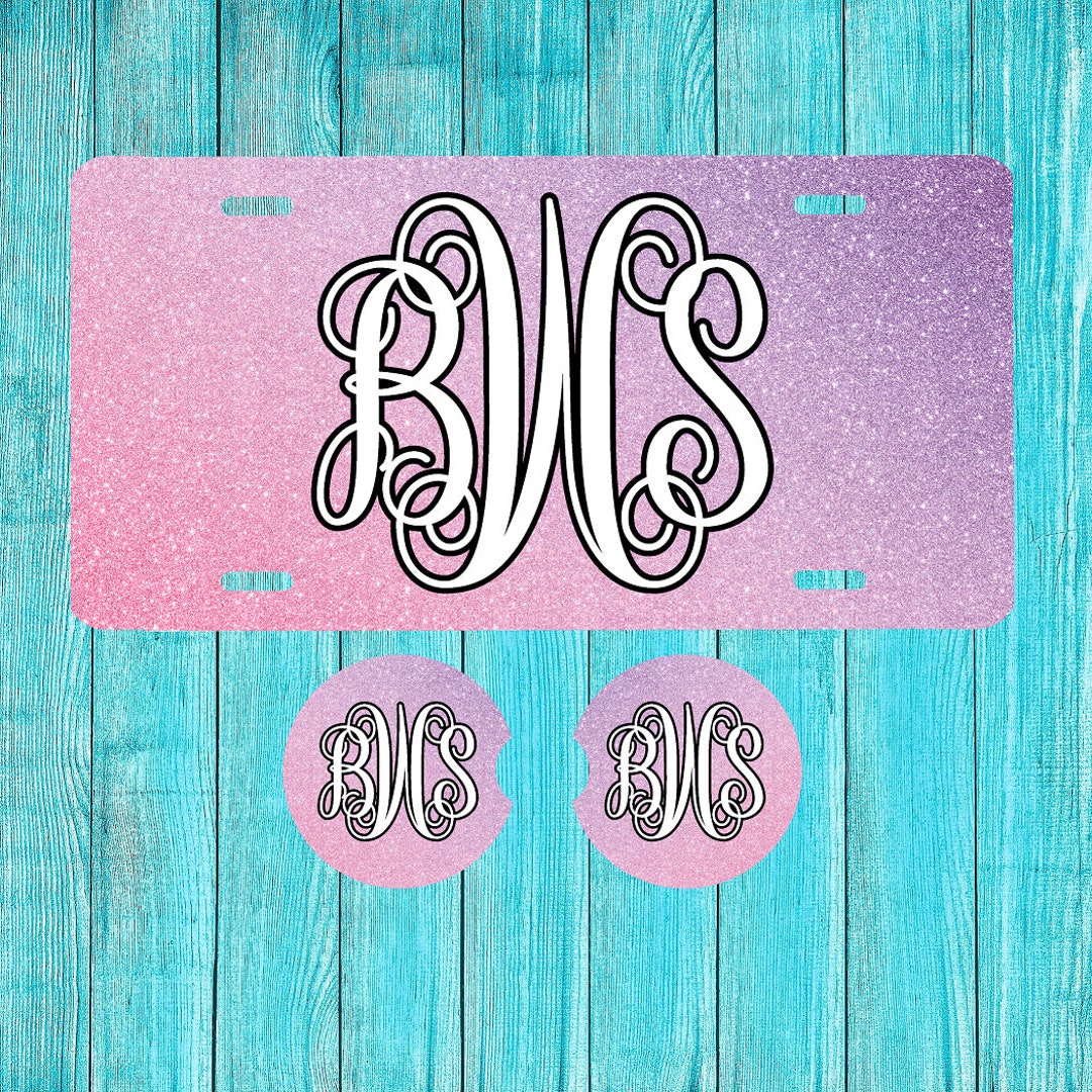 Pink and Lilac Ombre Glitter (effect) Personalized License Plate ...