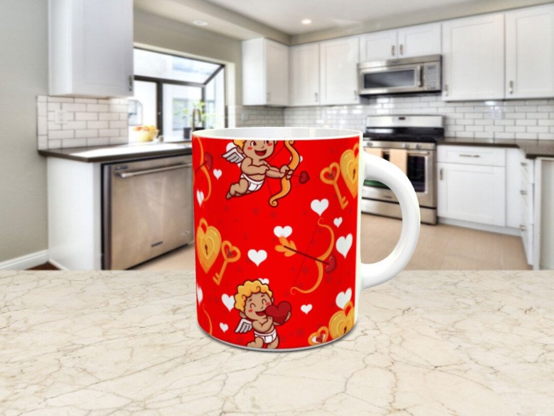 Cupid Shooting Arrow Doodle Mug Template, Coffee Mug Cup Sublimation ...