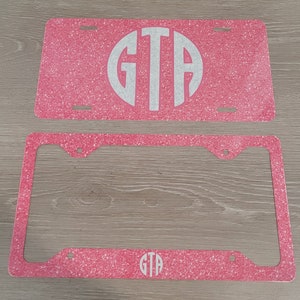 Pink Glitter effect Personalized License Plate and - Etsy