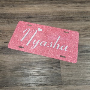Pink Glitter effect Personalized License Plate and - Etsy
