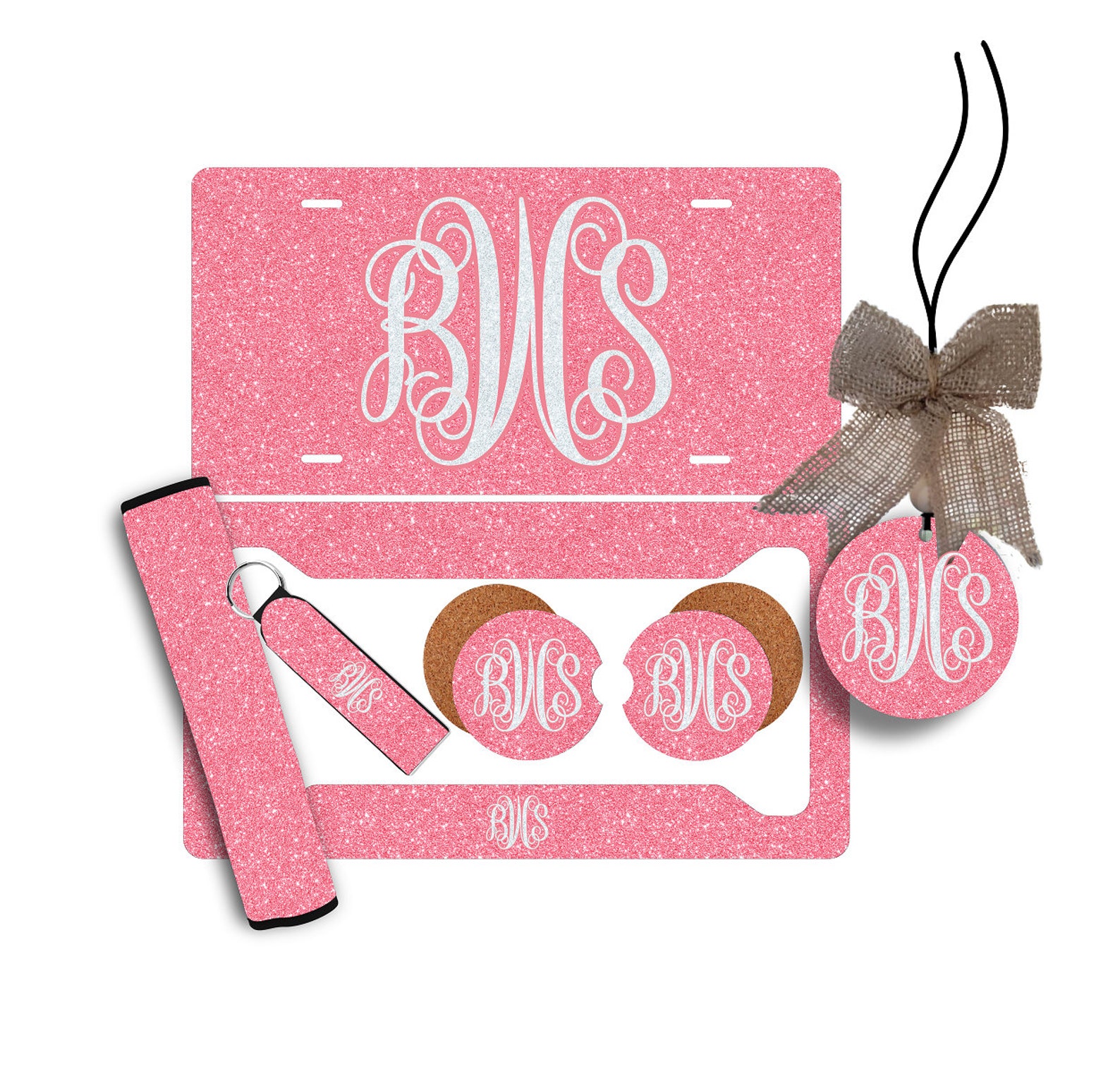 Pink Glitter effect Personalized License Plate and - Etsy