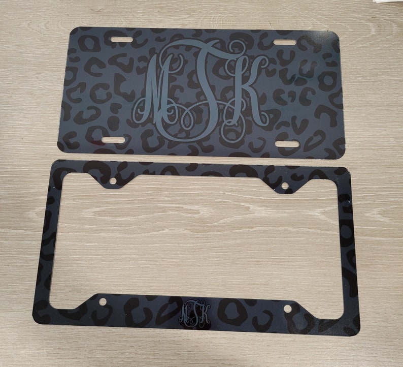 Personalized Cheetah Leopard License Plate & Car Coasters Custom Name ...