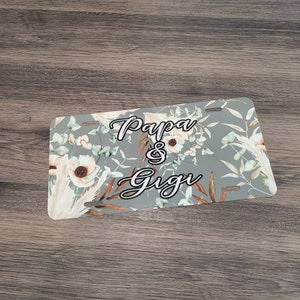 Rustic Floral Personalized License Plate and Car Coasters, Personalized ...