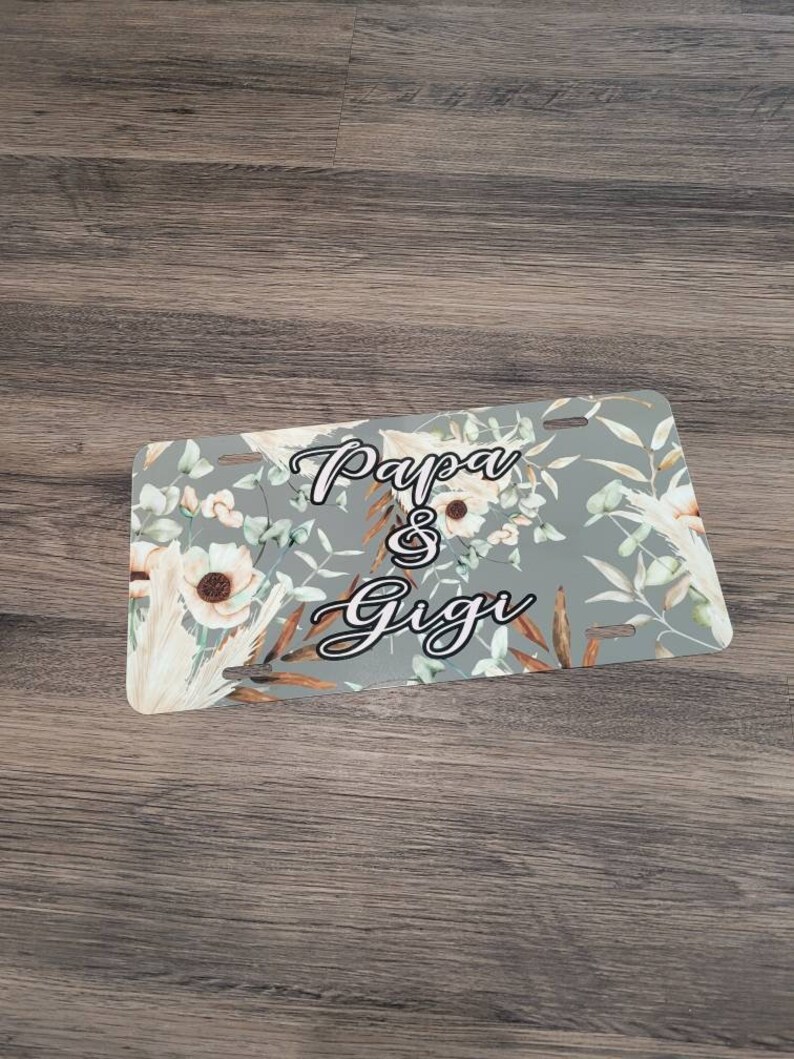 Rustic Floral Personalized License Plate and Car Coasters, Personalized ...