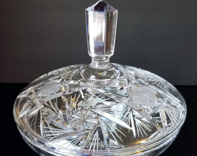 Brilliant Cut Lead Crystal Glass Large Ornate Covered Candy Dish - Etsy