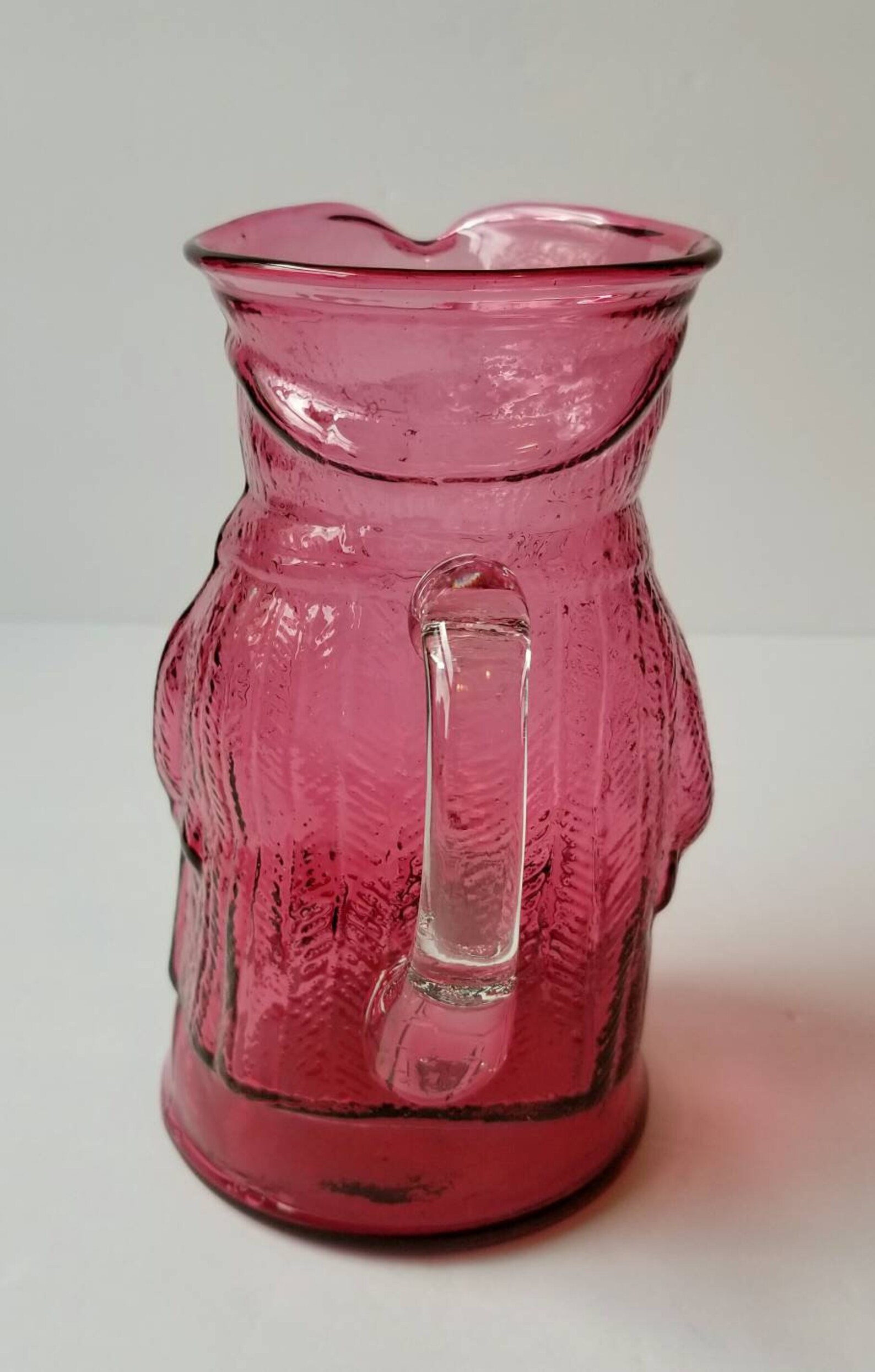 Mid-century Toby Pitcher Jug Red Glass Handled Pitcher by Kanawha Glass ...