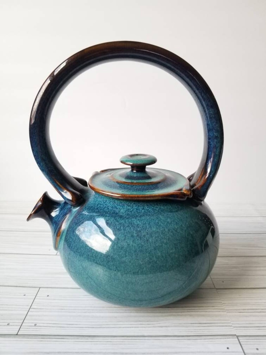 Large Handmade Studio Art Pottery Dramatic Stylized Teapot Signed Monis ...