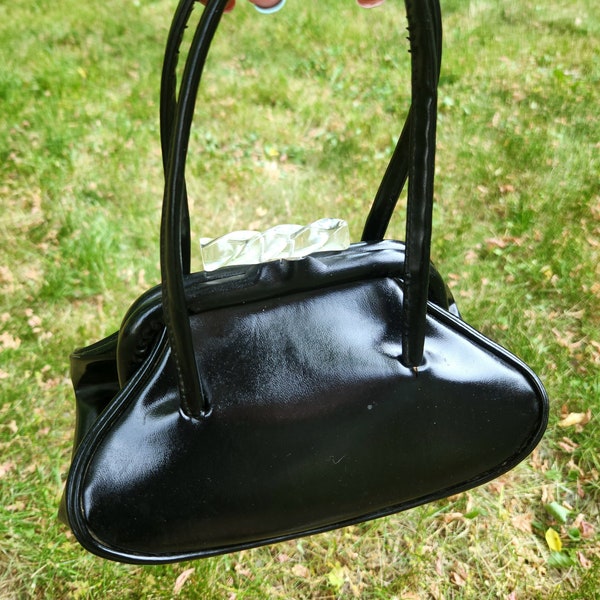 Vintage Leather Clasp Bag - Etsy