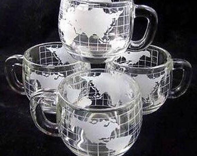 Nestle Nescafe Glass World Globe Mug Set (4) - Etsy