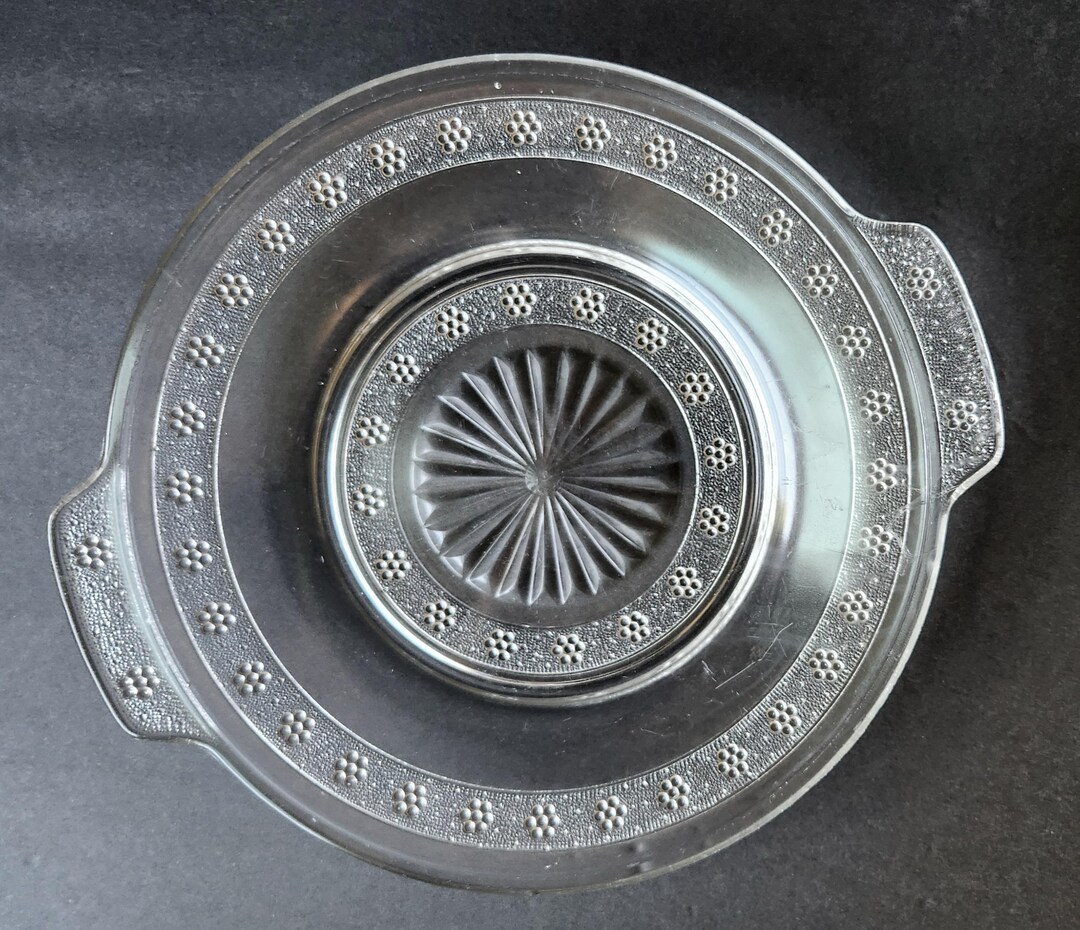 Victorian Antique EAPG Pressed Glass Round Handled Serving Plate/tray ...