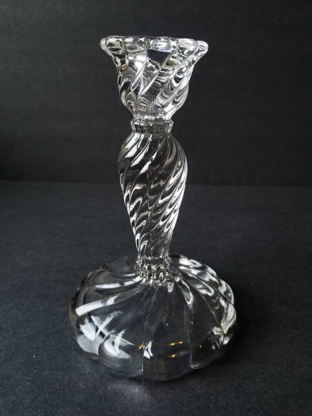 Single Light Candlestick Swirled colony Pattern Byfostoria Glass - Etsy