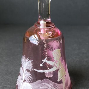 Mary Gregory Style Cranberry Glass Bell - Etsy