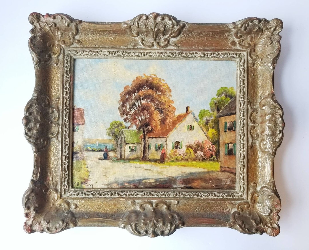 Early 1900's Impressionist Artist F. H. Mckay Village View Oil Painting ...