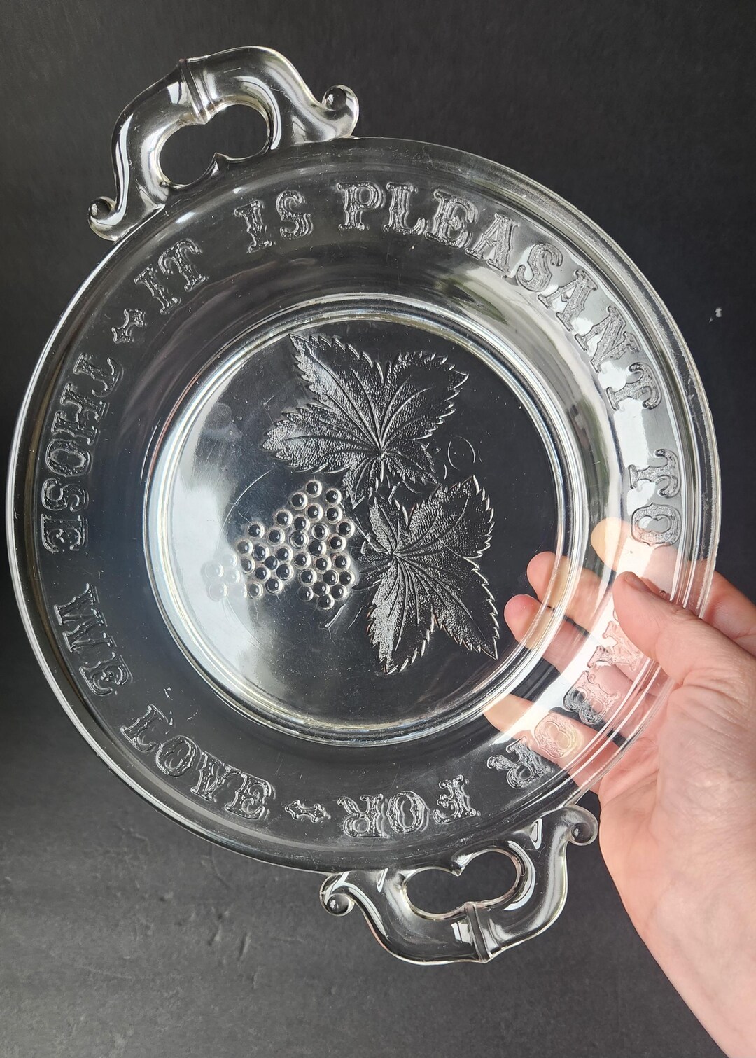 Victorian Antique EAPG Pressed Glass Round Handled Serving Plate/tray ...