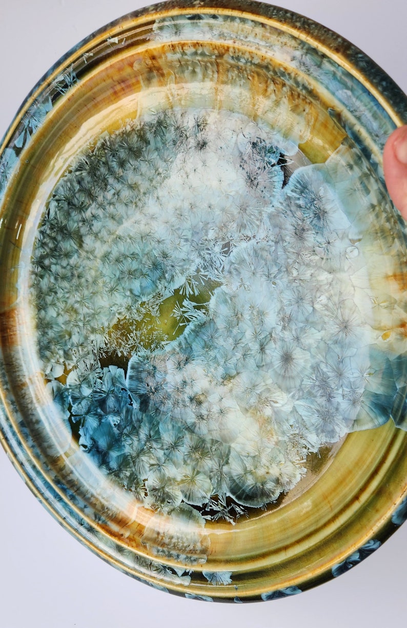 Flambeaux Crystalline Glaze Art Pottery Round 14" Platter Tray Signed ...