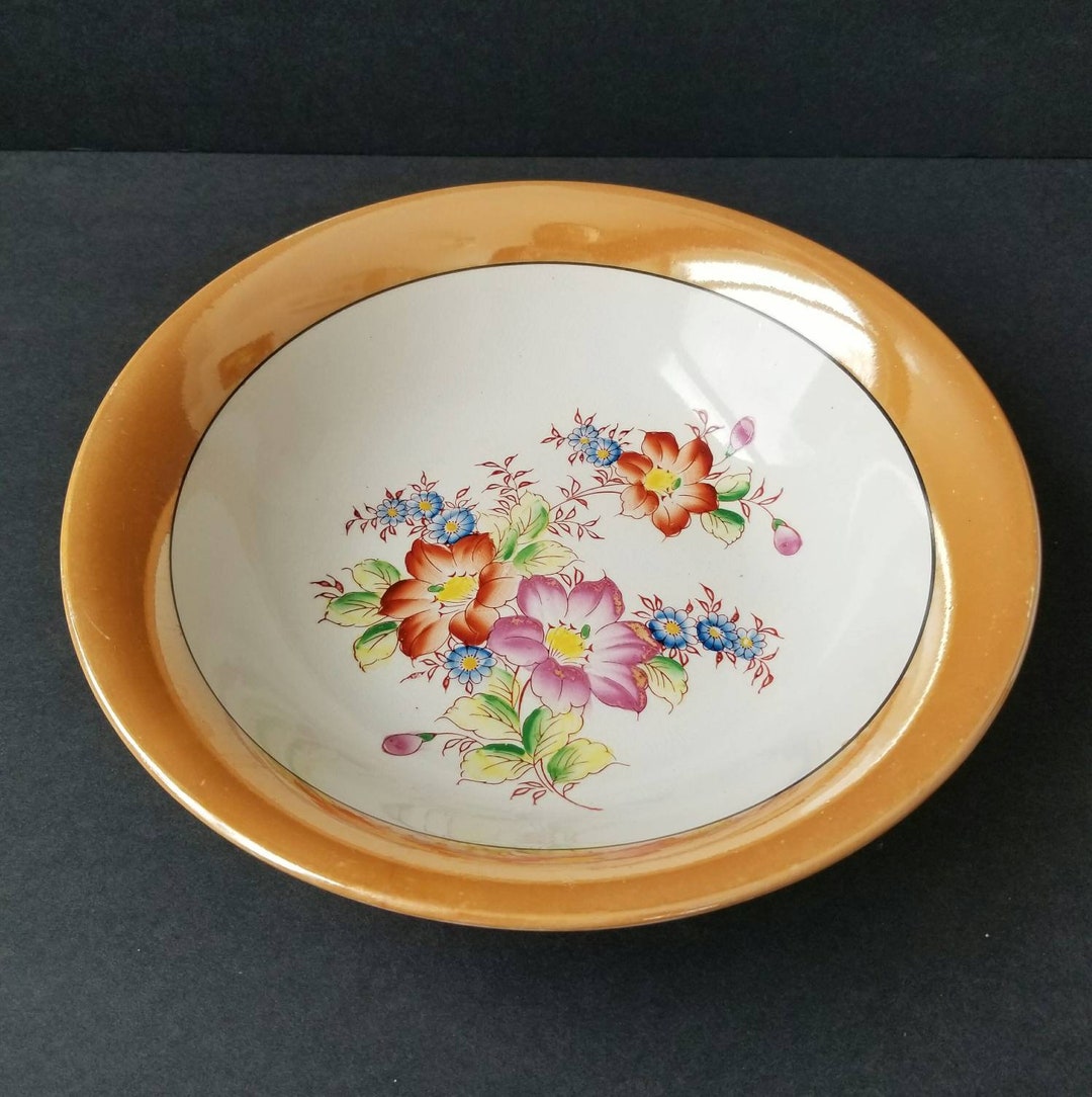 Pretty Art Deco Japanese Lusterware Fruit Bowl Floral Pattern - Etsy