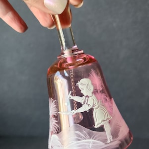 Mary Gregory Style Cranberry Glass Bell - Etsy