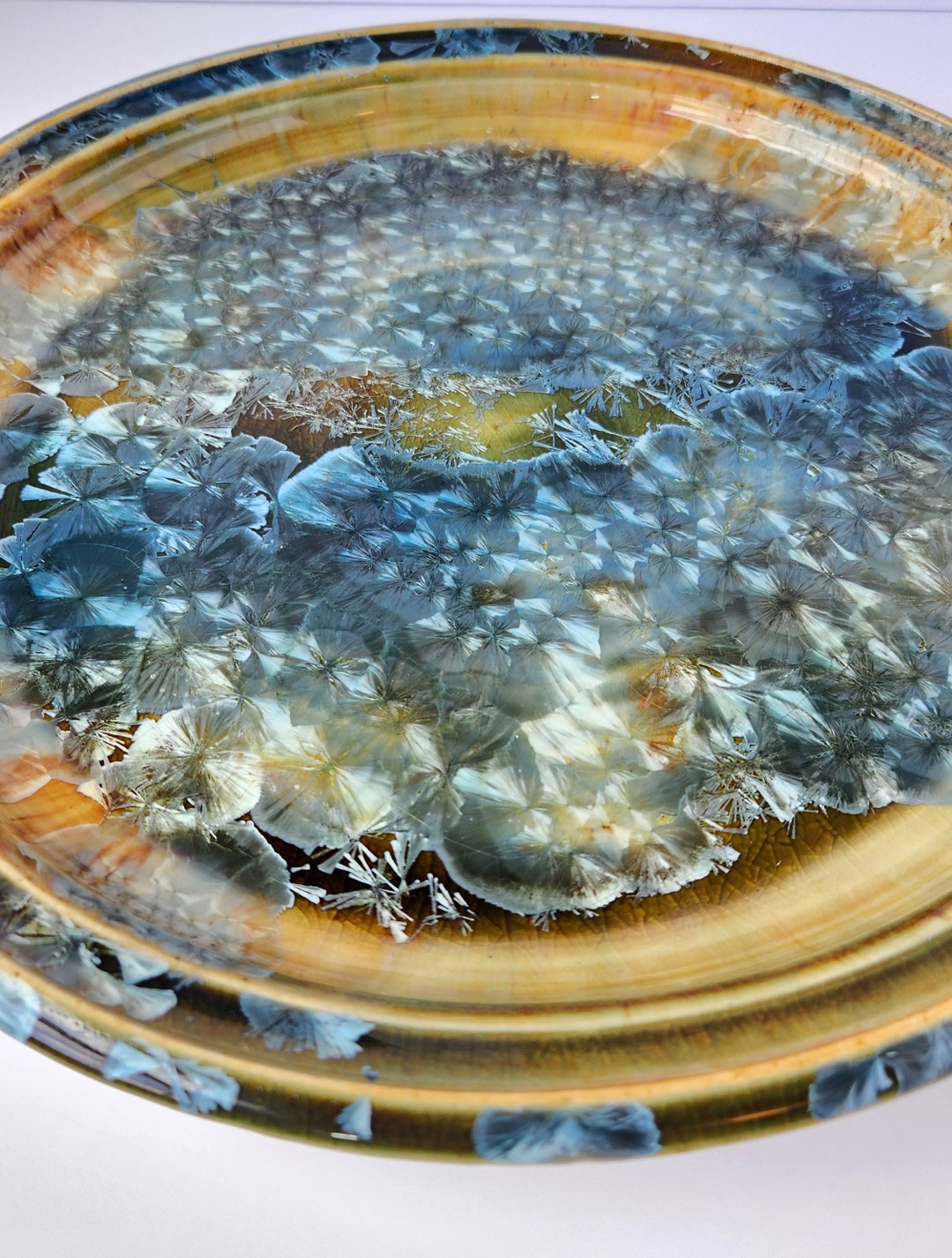 Flambeaux Crystalline Glaze Art Pottery Round 14" Platter Tray Signed ...