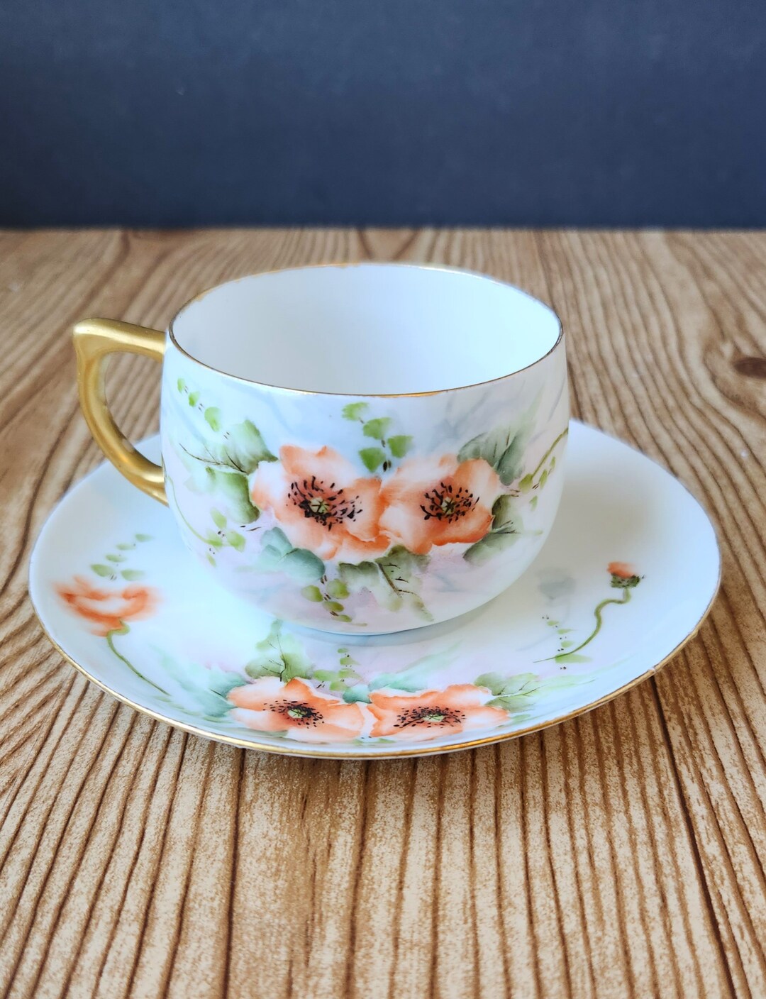 Victorian Antique Handpainted Poppy Flowers MZ Austria Fine Porcelain ...