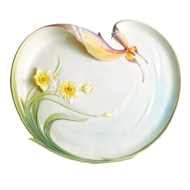 Franz Fine Ceramic Papillon Butterfly Daffodils Large Platter - Etsy