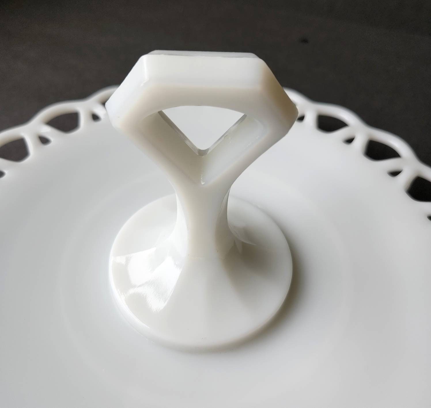 Vintage Milk Glass Open Lace Handled Server - Etsy