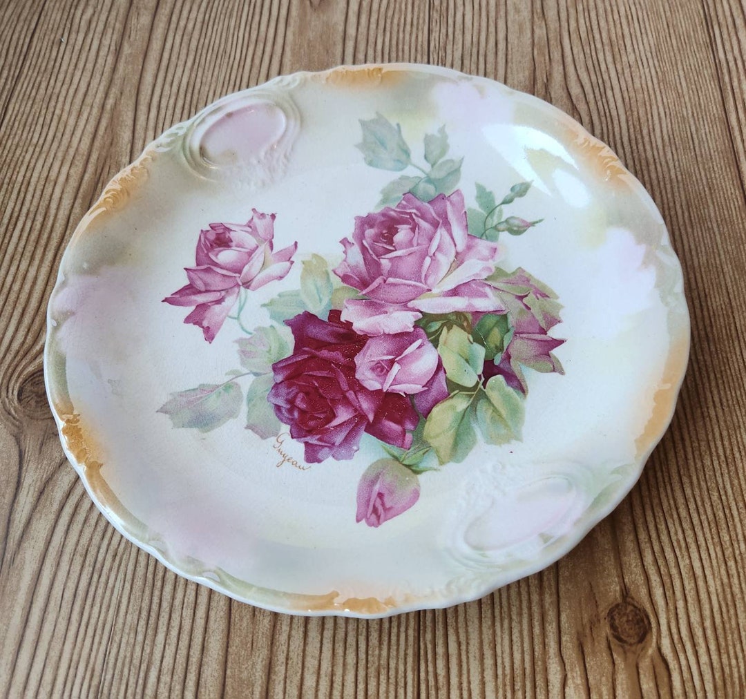 Pretty Antique Pink Roses Lustreware 9.5" Plate - Etsy