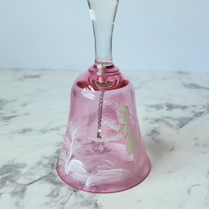 Mary Gregory Style Cranberry Glass Bell - Etsy