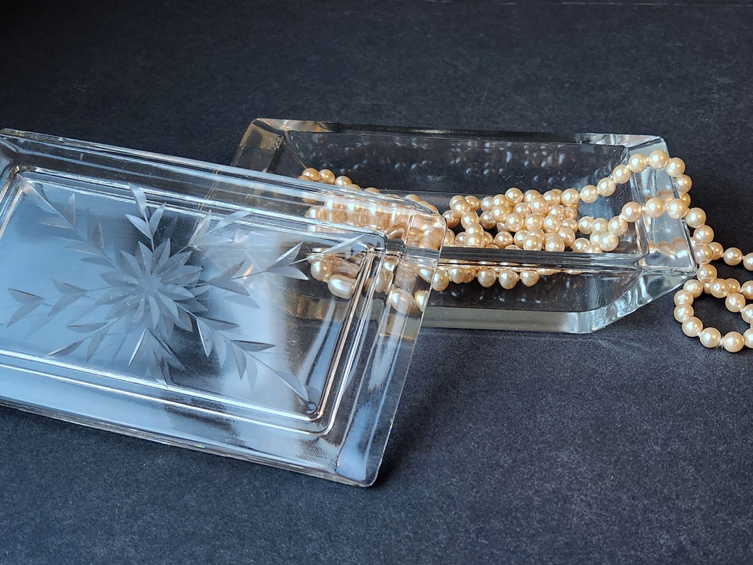 Vintage Etched Glass Cigarette Box - Etsy