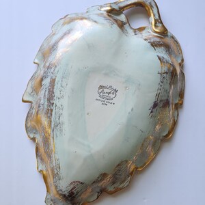 Stangl Pottery Leaf Large Serving Tray/dish Handpainted Green 22KT Gold ...
