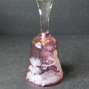 Mary Gregory Style Cranberry Glass Bell - Etsy