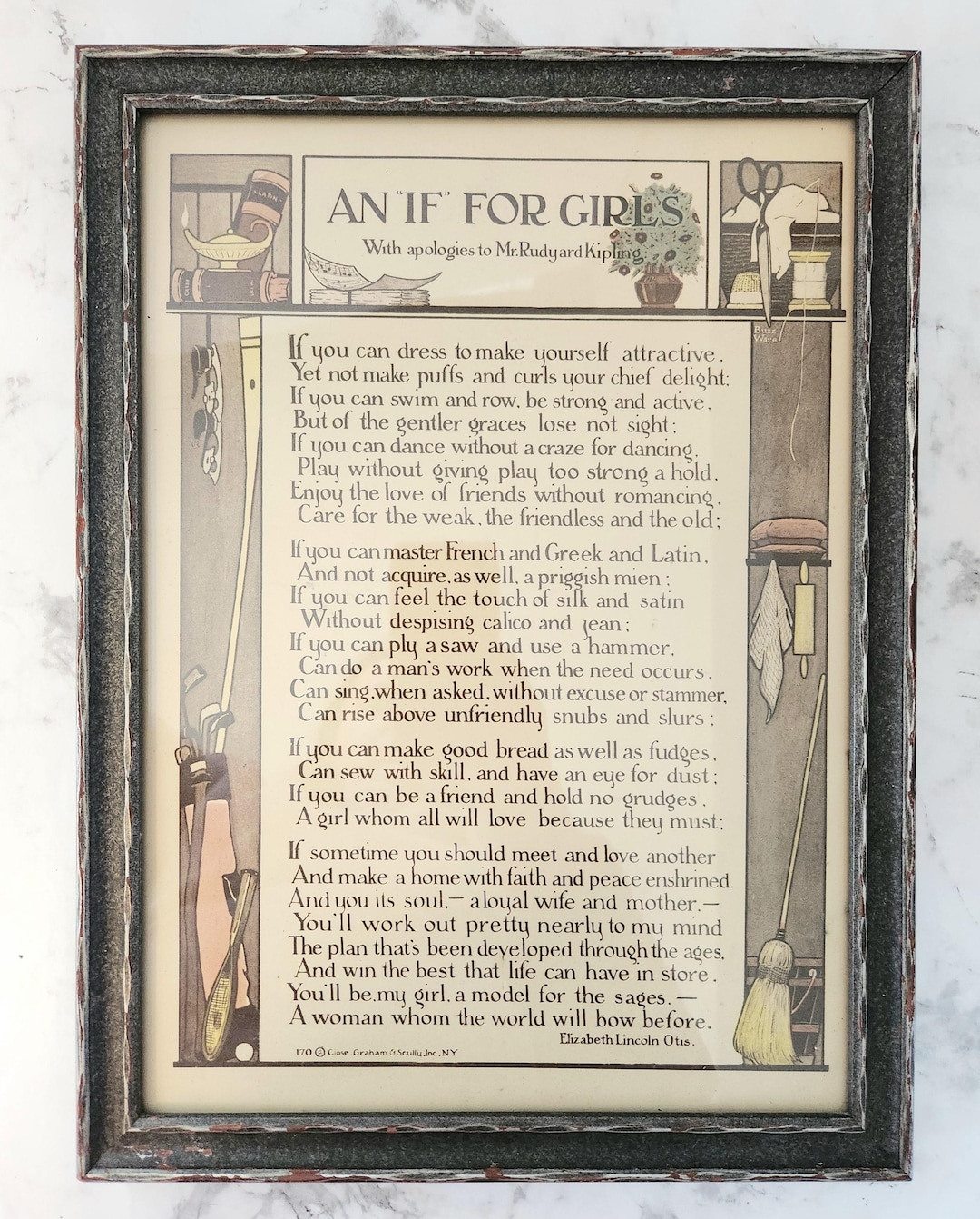 An ‘if’ for Girls Poem by Elizabeth Lincoln Otis Framed Litho Print - Etsy