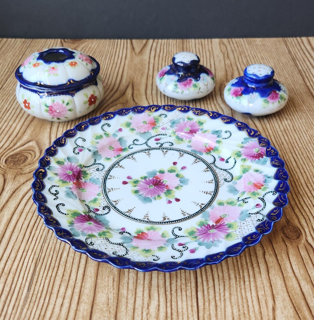 Nippon Flow Blue Plate Hair Receiver Shakers Lot - Etsy