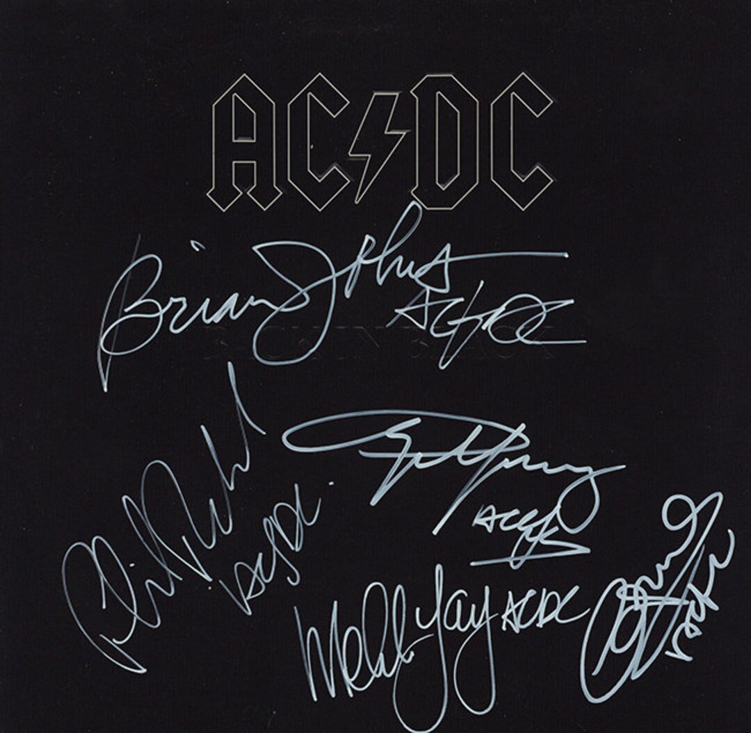 SHADOWBOX INCLUDED Acdc Autographed Album Cover Replica, 8.75 X 8.75 ...