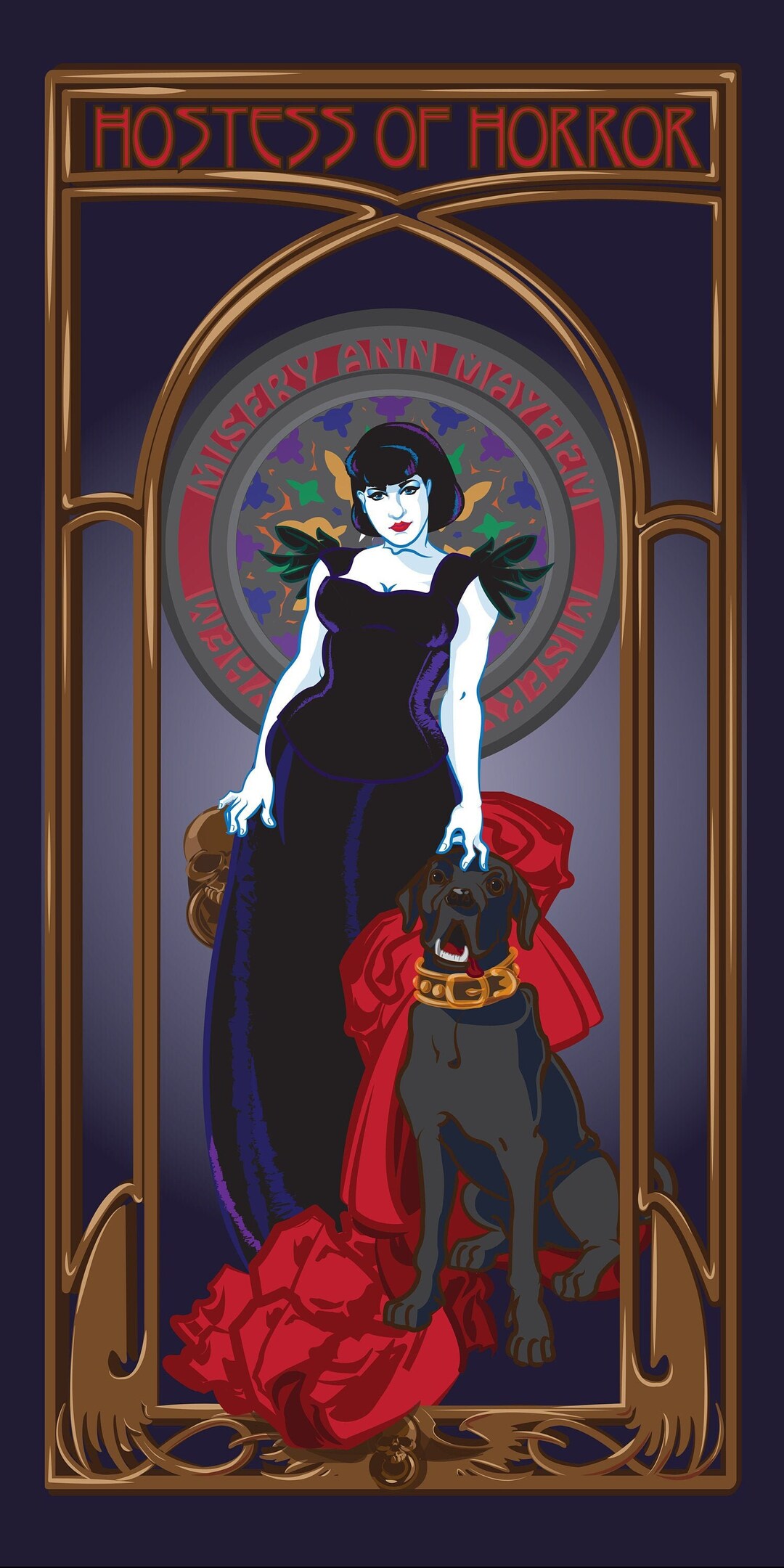 Hostess of Horror 10" X 20" Gothic Art Print, Dark Academia Aesthetic ...