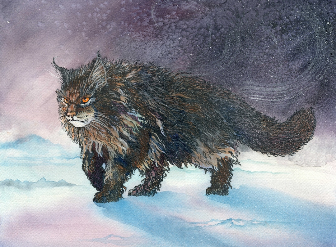 Yule Cat 14" X 11" Print Archival Quality Yuletide Art, Winter Holiday ...