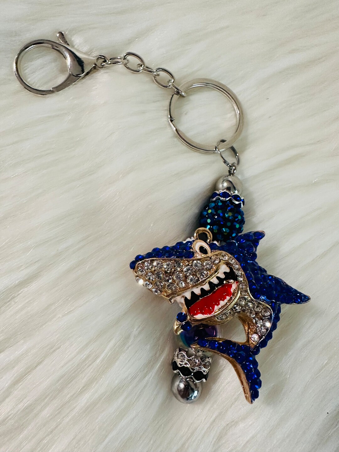 Shark Luxury Bead Bag Charm, Luxury Keychain, Bag Charm, Keychain ...