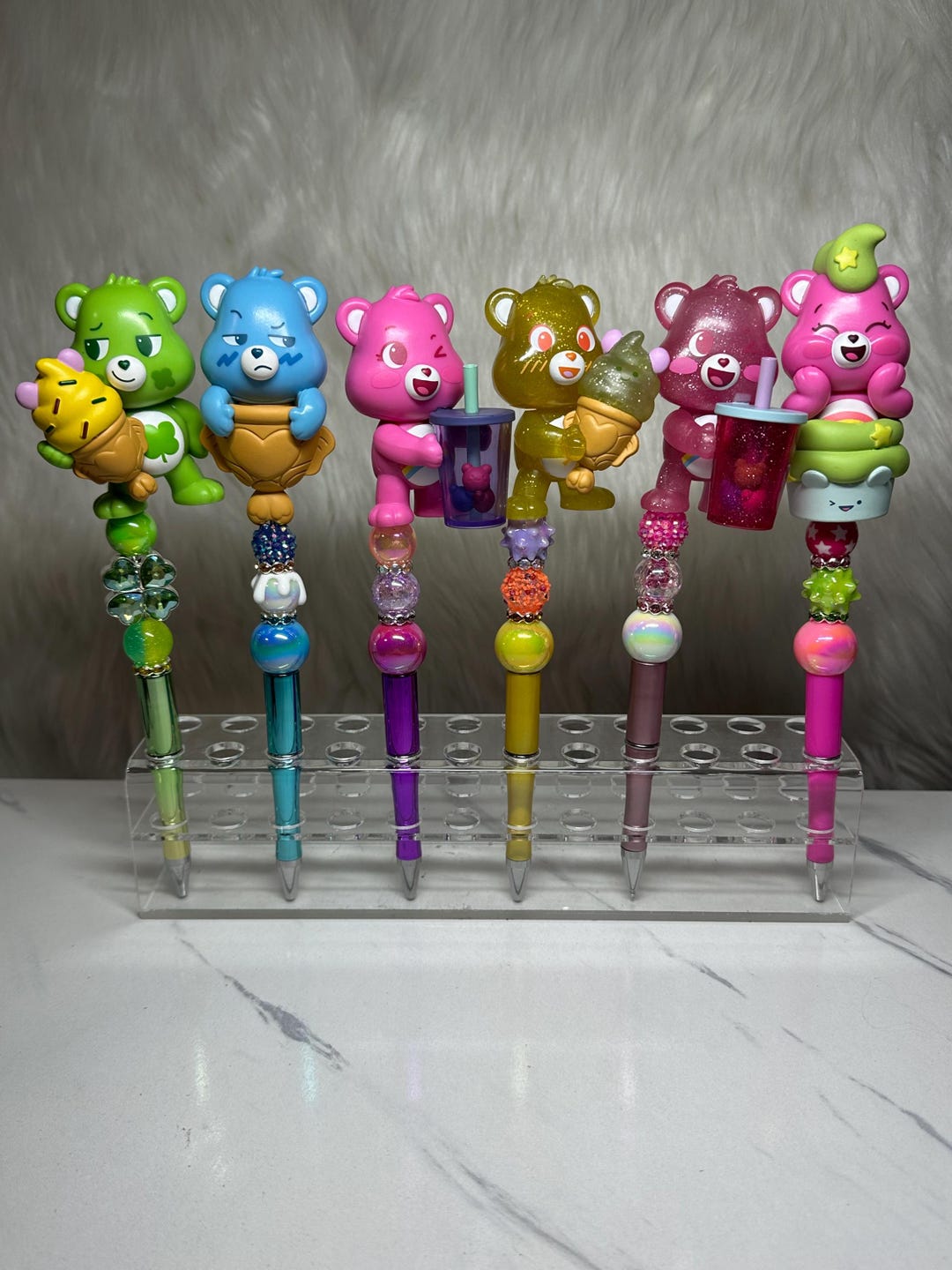 Care Bear Character Pens, Beaded Pens Topped With Characters, Disney ...
