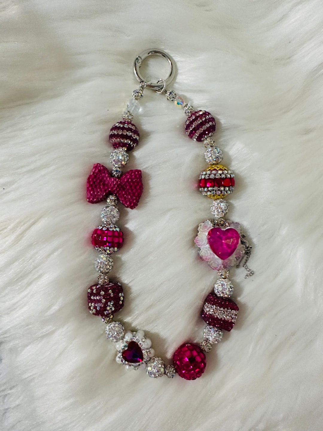 Fancy Long Keychain, Luxury Bead Bag Charm, Luxury Keychain, Bag Charm ...