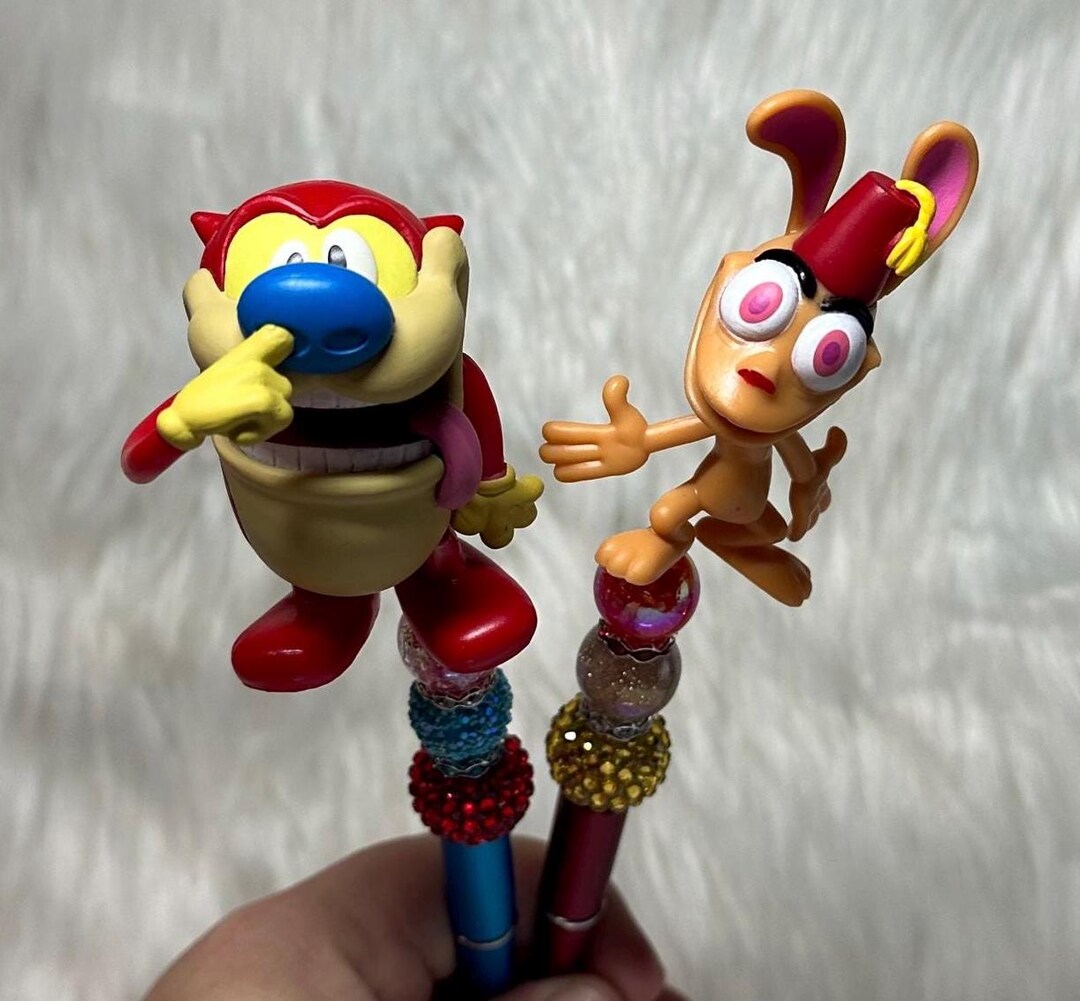 Ren and Stimpy Beaded Pen Set: Handmade Cartoon Character Pens - Etsy