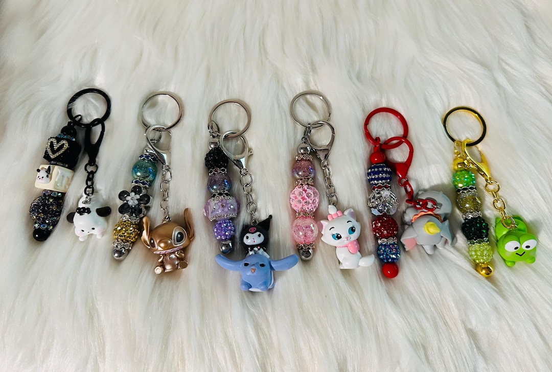 Disney Character Keychain, Beaded Character Keychains, Beaded Keychains ...