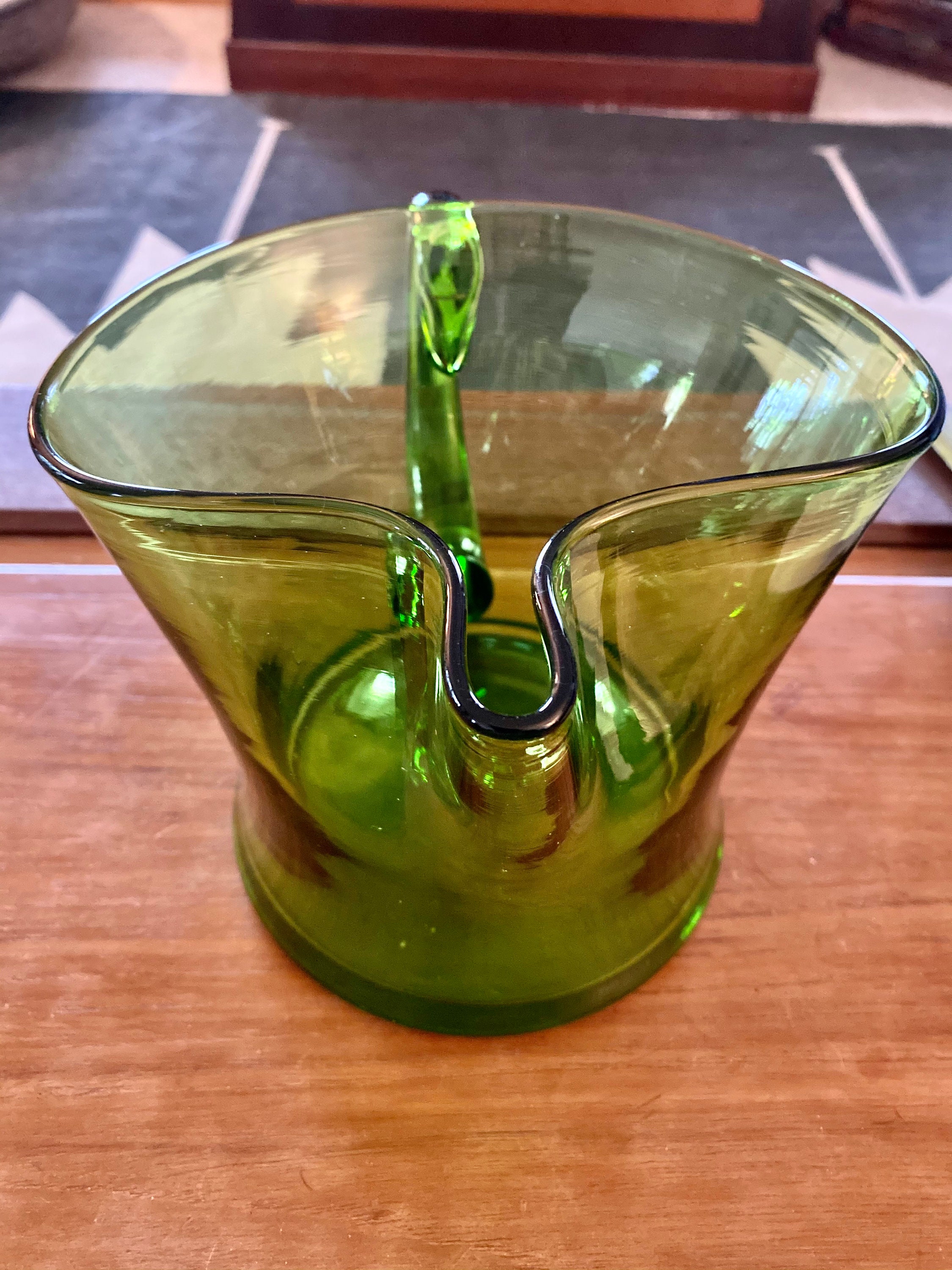 Mid Century Modern Green Pitcher With Pinched Spout. Hand | Etsy