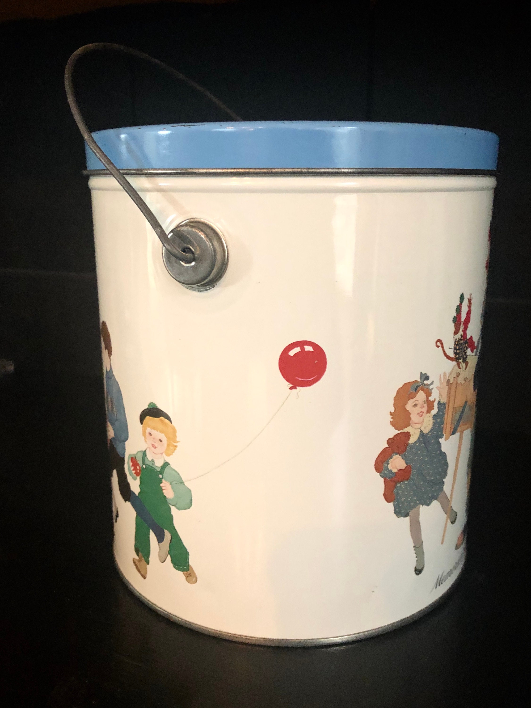 Vintage Tin Popcorn Bucket. Children's Bucket. Baby Nursery Decor - Etsy