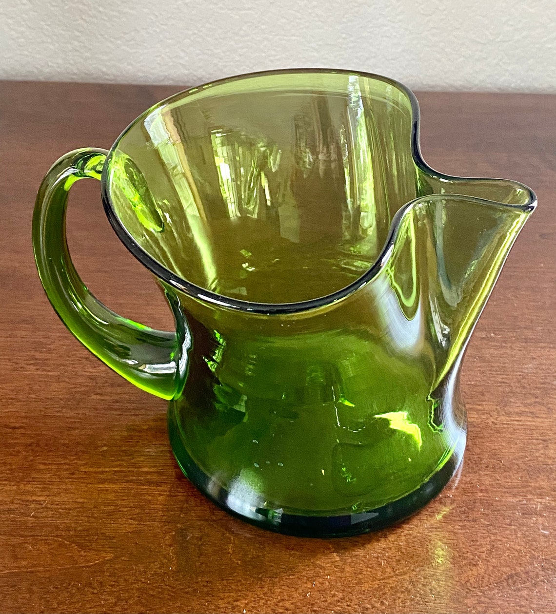Mid Century Modern Green Pitcher With Pinched Spout. Hand - Etsy
