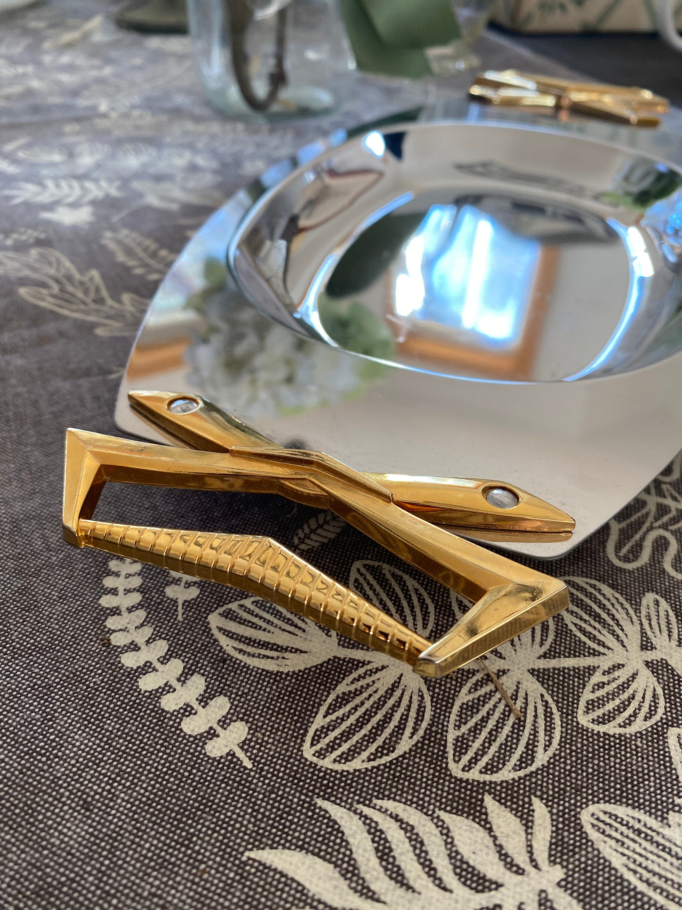 KROMEX Serving Tray With Stylized Brass Handles. Mid Century Modern ...