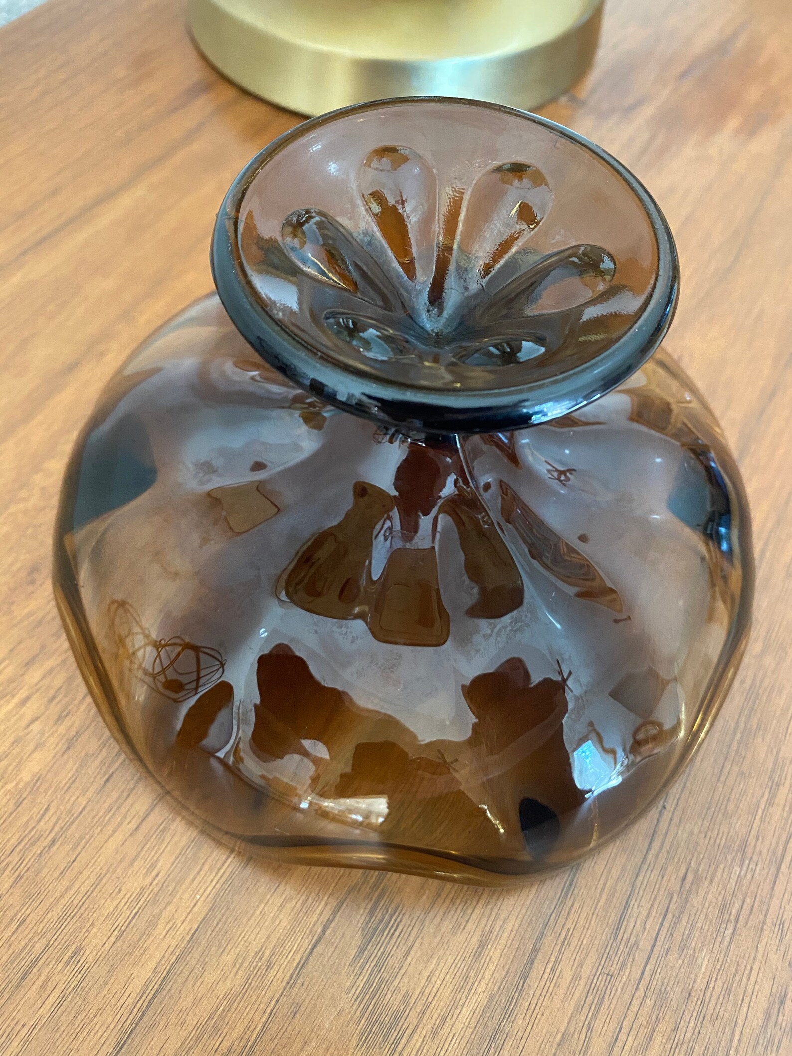 Viking Art Glass Pedestal Bowl. Vintage Viking Glass Brown - Etsy