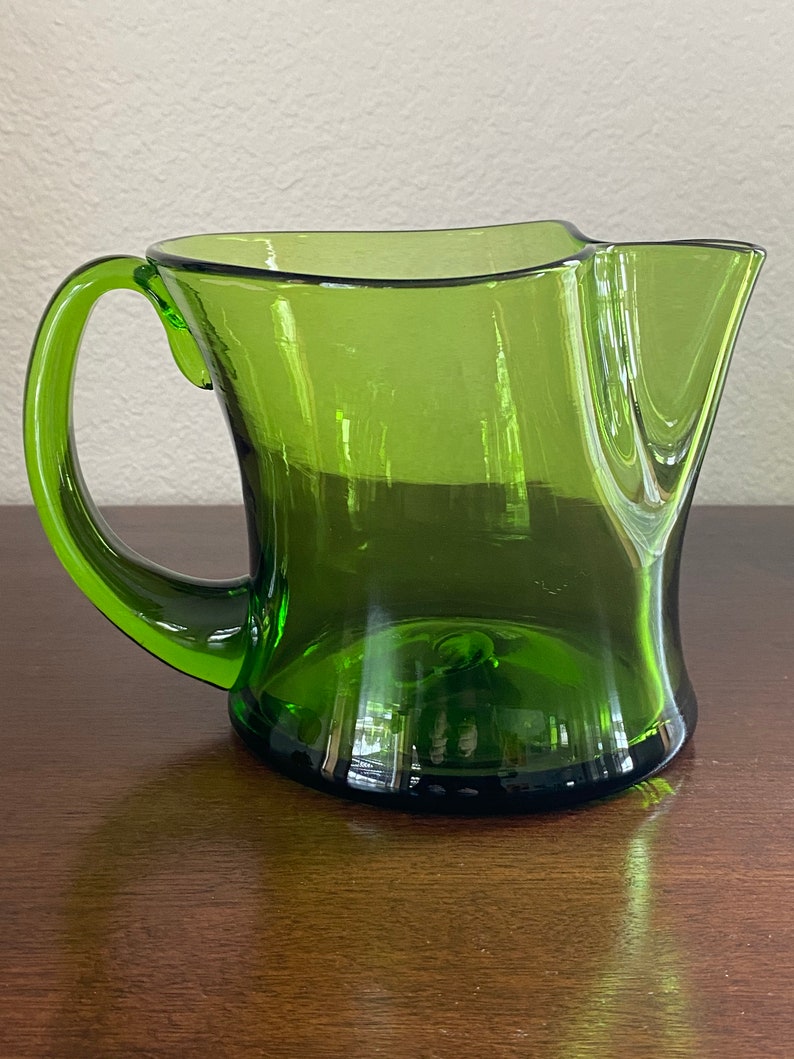 Mid Century Modern Green Pitcher With Pinched Spout. Hand - Etsy