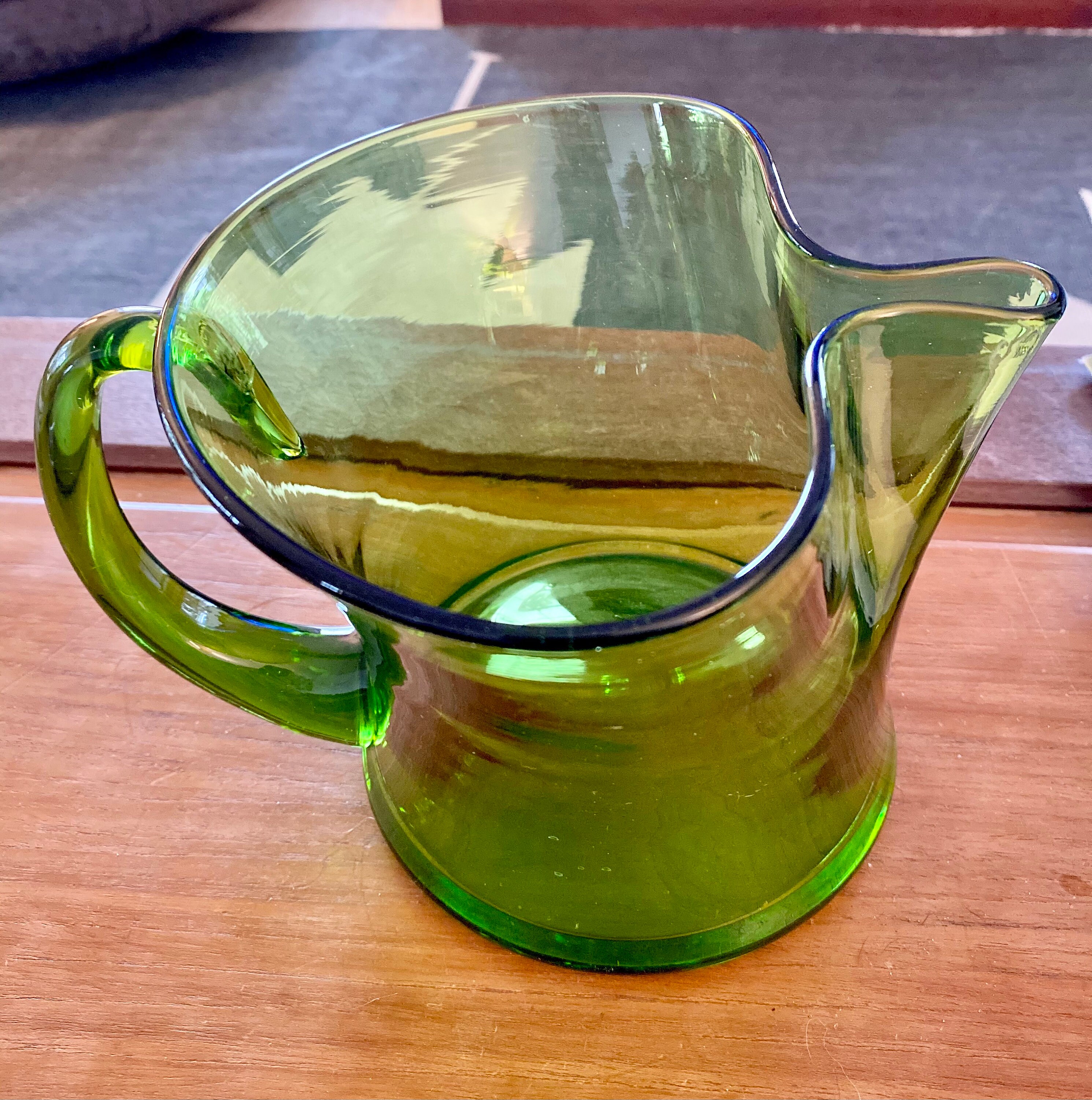 Mid Century Modern Green Pitcher With Pinched Spout. Hand - Etsy